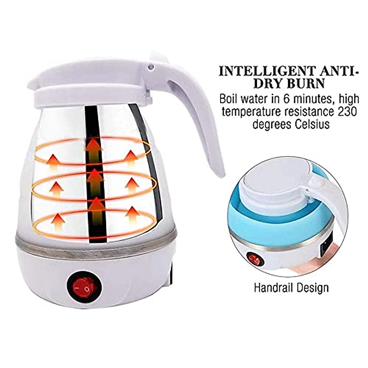 UpdateClassic,Portable Travel Foldable Electric Kettle Collapsible Water Boiler For Coffee Tea Fast Water Boiling Pot 110V