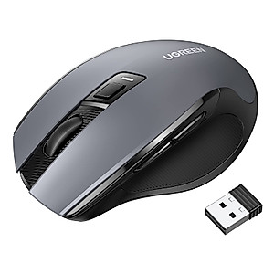 UGREEN Wireless Mouse 2.4G with USB Receiver, 5-Level 4000 DPI 6 Buttons,18 Months Battery Life Cordless Mouse, Ergonomic Computer Mice for Laptop, Computer, PC, MacBook, Chromebook Black
