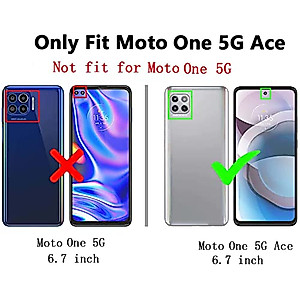 YZOK Compatible with Motorola One 5G Ace Phone Case,with HD Screen Protector,[Military Grade] Ring Car Mount Kickstand Hybrid Hard PC Soft TPU Shockproof Protective Case for Moto One 5G Ace (Red)