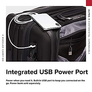 TUMI Alpha Continental Expandable 4-Wheeled Carry-On - Roller Bag for Extended Trips or Weekend Getaways - Carry-On Luggage with 4 Spinner Wheels - Travel Suitcase for Men & Women - Black