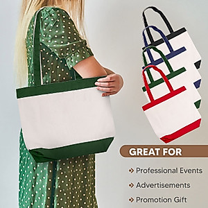 CUSTOMIZE123 Canvas Tote Bag with Handles for Woman, Reusable Cloth Bag for Groceries and Shopping - Blank Cotton Tote Bag, Suitable for DIY Projects – HEAVY DUTY – 16" X 14.5" With 4” Gusset, Green