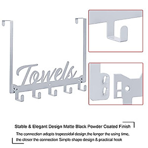 2 Packs Over The Door Hooks, Towel Rack for Bathroom Towel Holder for Hanging Heavy Duty, Wall Mount Towel Hanger