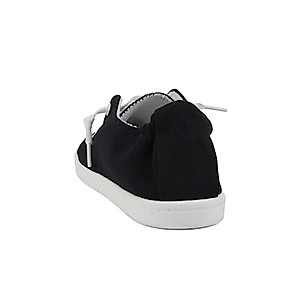 Soda Flat Women Shoes Linen Canvas Slip On Sneakers Lace Up Style Loafers Zig-S (7.5) Black/White