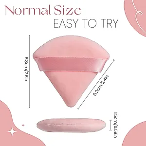 MOTZU 12 Pieces Pure Cotton Powder Puff, Made of Cotton Velour in Triangle Wedge Shape Designed for Contouring, Under Eyes and Corners, 2.76 inch Normal Size, with Strap, Makeup Tool For Cosmetic