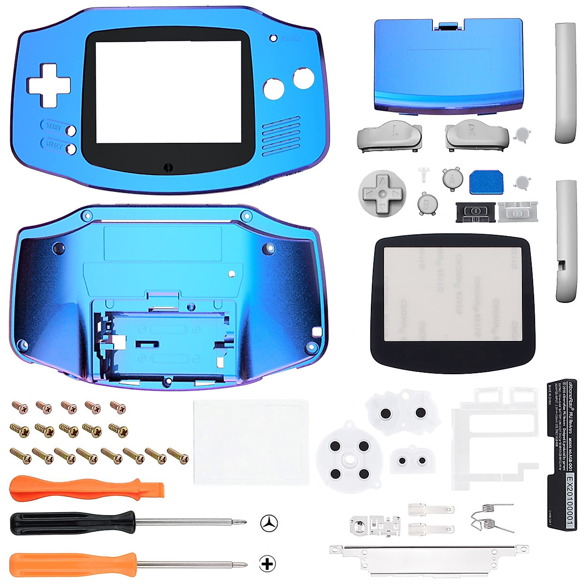 IPS Ready Upgraded eXtremeRate Chameleon Purple Blue Replacement Shell Full Housing Cover Buttons for Gameboy Advance GBA - Compatible with Both IPS & Standard LCD - Console & IPS Screen NOT Included