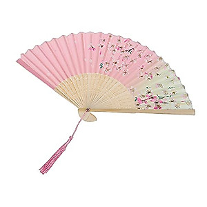 Handmade Folding Fan Vintage Bamboo Folding Hand Held Flower Fan Chinese Dance Party Solid Fan for Party Hand Bamboo Flower Hand Fans Personalized Handheld Fan