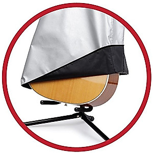 Maloney StageGear Guitar Dust Cover Fits Acoustic, Electric, Bass Guitars - Water Resistant Black Nylon with Reversible Silver Acrylic Coating Protects from Dust Dirt Moisture & Sun (43 inches) 80681