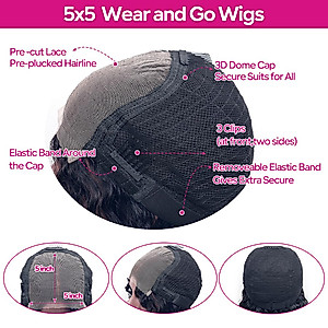 CHEETAHBEAUTY Straight Glueless Wigs Human Hair Pre Plucked 5x5 HD Lace Closure Wigs Human Hair for Black Women Pre Cut Lace for Beginners With Baby Hair 220% Density(18inch)