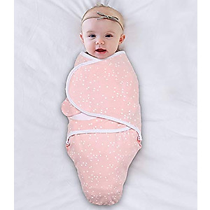 The Peanutshell Swaddle Blankets for Baby Girls, Pink Floral & Stars, 3 Pack Wrap Set, 2 Sizes (Small/Medium)
