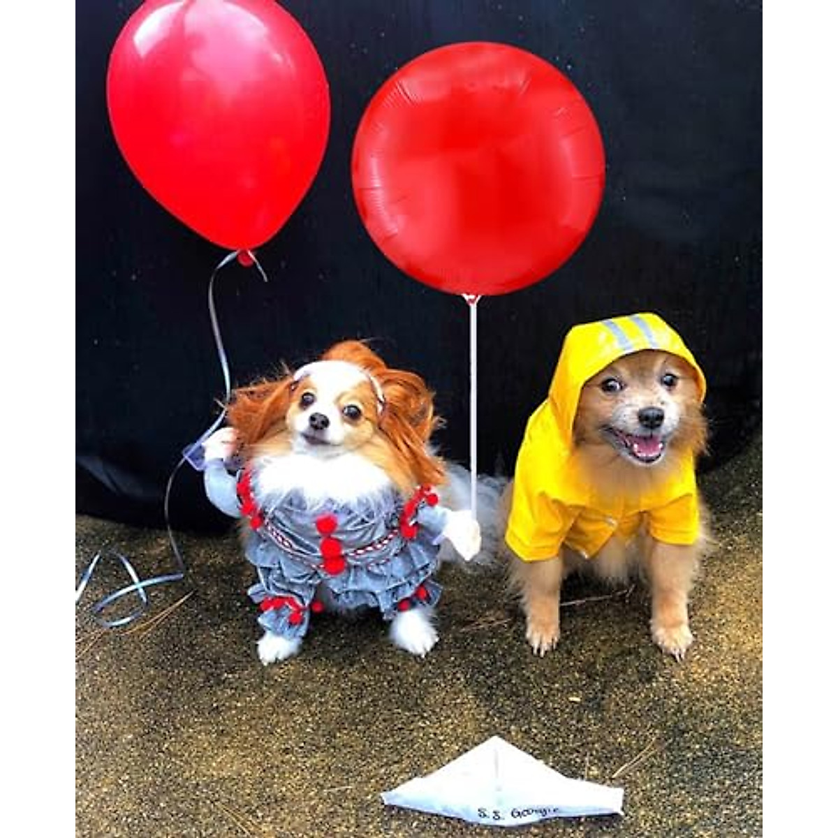 Halloween Decoration Includes Halloween Costume Yellow Raincoat Jacket and Reusable Balloon Kit with Balloon Sticks with Cups Halloween Prop for Kids