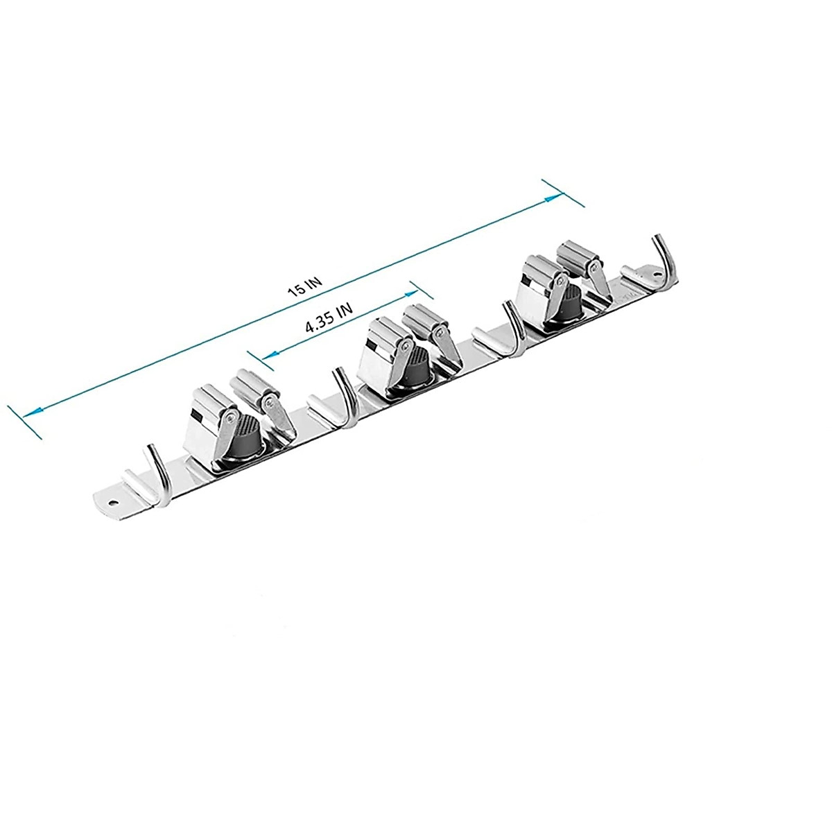 YYTONG Broom and Mop Holder, Wall Mounted Broom Holder, Stainless Steel Mop Holder, Self Adhesive Heavy Duty Hooks Storage Organizer for Laundry Room Garden Garage Closet Kitchen (3 Racks 4 Hooks)