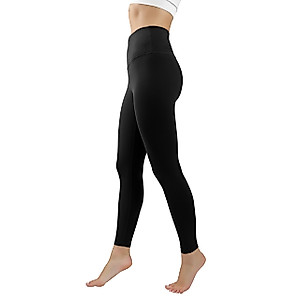 90 Degree By Reflex Ankle Length High Waist Power Flex Leggings - 7/8 Tummy Control Yoga Pants - Black - Medium