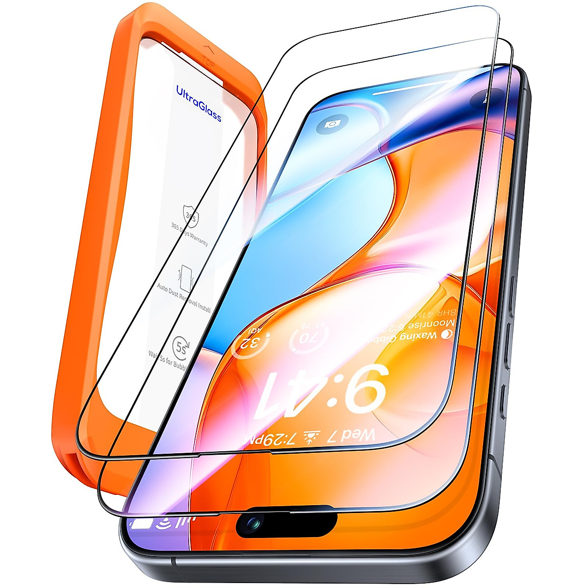 UltraGlass UNBREAK TOP 9H+ Glass for iPhone 16 Pro Max Screen Protector (12FT Military Grade Shatterproof) Screen Protector 16 ProMax Tempered Glass (Longest Durable) Full Edge Coverage 6.9" 2 Pack