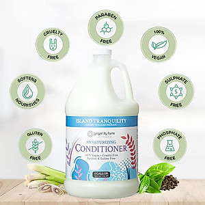 Ginger Lily Farms Botanicals Moisturizing Conditioner for Dry Hair, Island Tranquility, 100% Vegan & Cruelty-Free, Green Tea Lemongrass Scent, 1 Gallon (128 fl oz) Refill