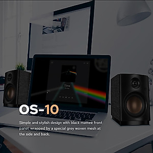 HiVi-Swans OS-10 HiFi Stereo Speakers, Bluetooth 5.0 Active Computer Bookshelf Speakers - 4'' Dynamic Woofer, Powered Desk Speakers 62w RMS with Touch Control for PC/Phone/TV/Monitor (Pair)