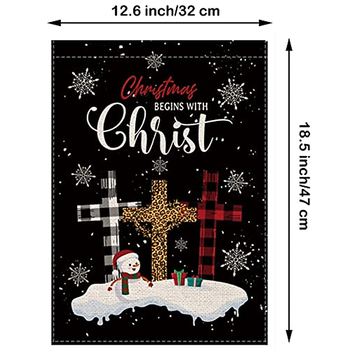 Christmas Garden Flag Christ Cross Religious Double Sided Burlap Vertical 12.5 x 18 Inch Merry Christmas Outdoor Decorations Yard Home Decor