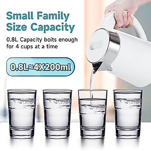 Wdcme Small Portable Electric Tea Kettle, 0.8L Travel Electric Coffee Kettle, Mini Hot Water Boiler Stainless Steel (White)