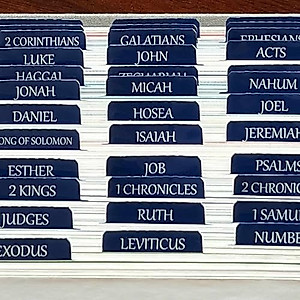 Laminated Bible Tabs, Reposition Large Print Stickers, Easy to Read and Apply Bible Tabs for Women and Man (Sapphire Blue)