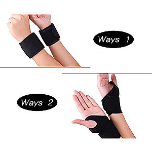 2 Packs Self-Heating Magnetic Wrist Support Brace Adjustable Protect Wrap for Working Cycling Running Sports for Men and Women,One Size (Black)