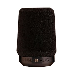 Shure A2WS Locking Microphone Windscreen - Reduces Unwanted Breath and Wind Noise, Black - Compatible with SM57 and 545 Series Mics (A2WS-BLK)
