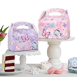 Butterfly Birthday Party Supplies Butterfly Party Favor Box, Gift Box, Treat Boxes, Candy Box for Butterfly Birthday Party Decorations, Mix 3 designs, 24Pack.