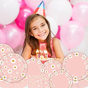 96Pcs Daisy Birthday Party Tableware Set - Include Paper Plates Napkins Forks, One Two Groovy Disposable Party Supplies Decorations for Girl Birthday Baby Shower Serve 24 Guests