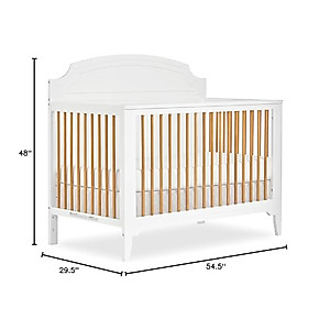 Dream On Me JPMA & Greenguard Gold Certified Milton 5-in-1 Convertible Crib Made with Sustainable New Zealand Pinewood in White and Natural, Non-Toxic Finish