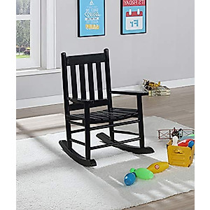 Coaster Furniture Country Farmhouse Kids Solid Wood Rocking Chair Slat Back Black 609451