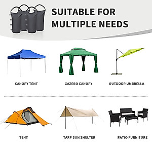 Easy-Going 4-Pack Sand Bags for Weight Sand Bags for Patio Umbrellas Sandbags for Outdoor Pop up Canopy Tent (Without Sand) Grey Standard (18.3x7.8inch)