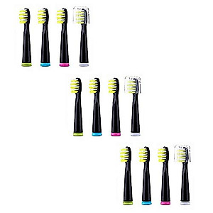 GSParts 12 pcs Replacement Hard Bristle Brush Heads For Fairywill Electric Toothbrush Black