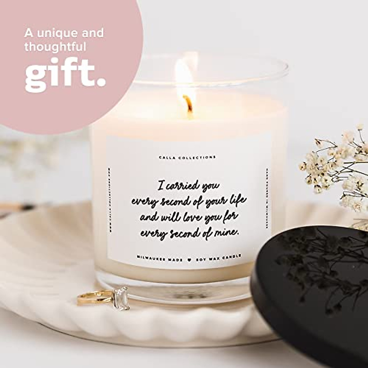 Miscarriage Sympathy & Infant Baby Loss Candle, Premium 75 Hour Burn Time, Lavender Scented Soy Reduces Anxiety & Stress, Gift for Grieving and Bereaved Mother for Remembrance, Poured in The USA