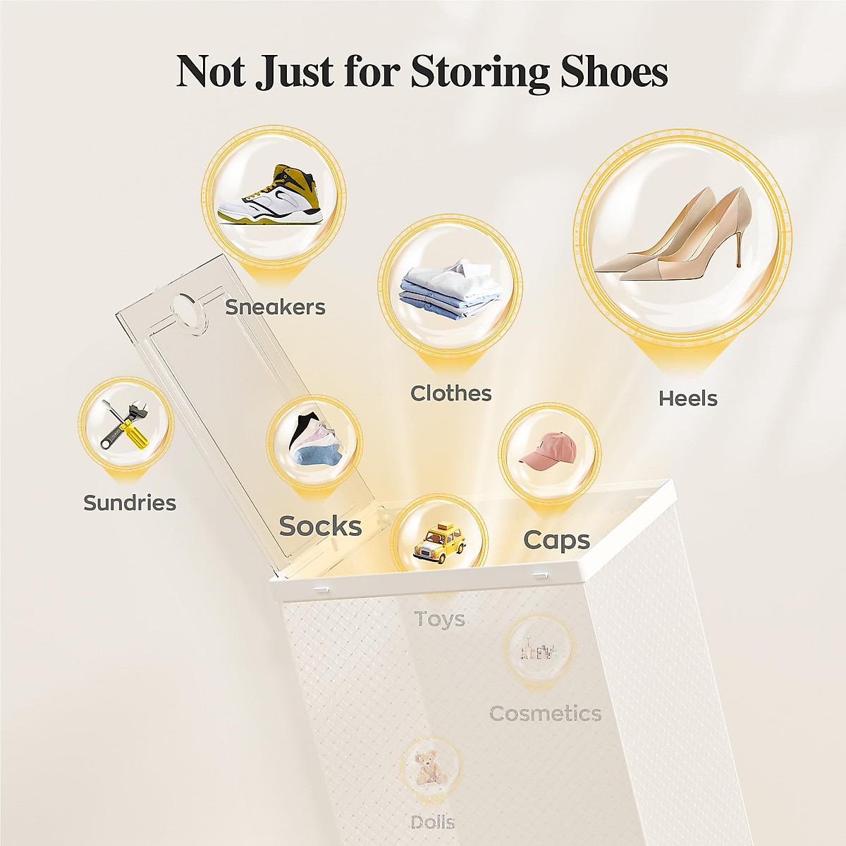 Kuject X-Large Shoe Storage Boxes Organizers Clear Plastic Stackable 6 Pack, Shoe Rack & Holder Substitute, Sneaker Containers, Toy Storage Organizer Bins for Entryway, Closet, Under Bed, White