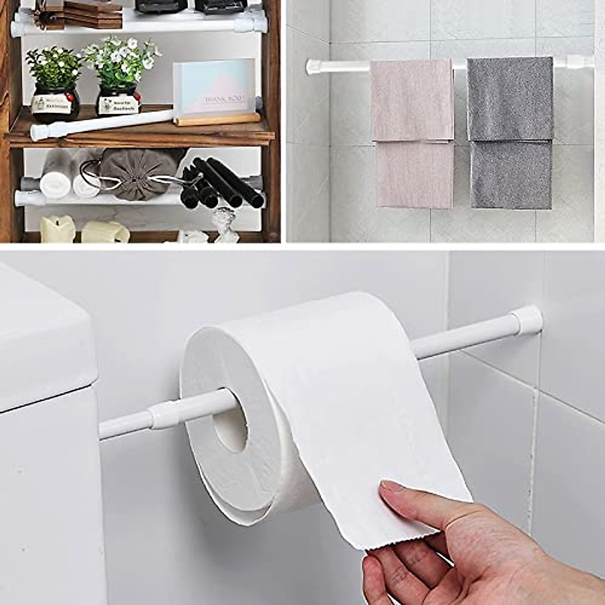 KUANVE 4 Pack Window Security Bars Adjustable Sliding Glass Door Bar Sliding Door Security Bar Window Safety Lock Bar with Rubber Tips for Children Home, Extends from 15.8-27.6 Inch (White)