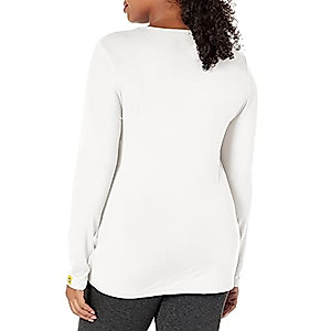 WonderWink Layers Women’s Silky Long Sleeve Tee — White, Medium
