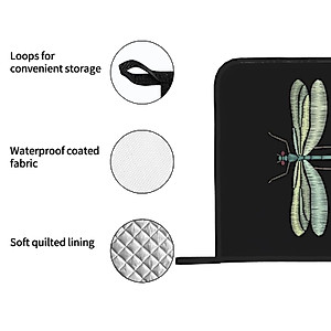 Quicklro Dragonfly Black Pot Holders 8 X 8 Inches for Kitchen,Heat Resistant Oven Hot Pads Oven Set for Cooking Baking BBQ, One size