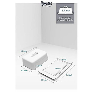 Sweese 318.101 Butter Dish with Lid, Butter Keeper with Handle - TBSP Markings, for Kerrygold, East and West Coast Butter, White