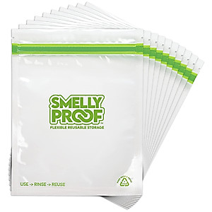 REUSABLE STORAGE BAGS BUNDLE by Smelly Proof - USA Made Easy Clean, Dishwasher-Safe, 3-mils Thick, PEVA & BPA FREE, CLEAR FLAT 20-Pack (10 MEDIUM 6.5" x 7.5", 10 EXTRA SMALL 4" x 3")