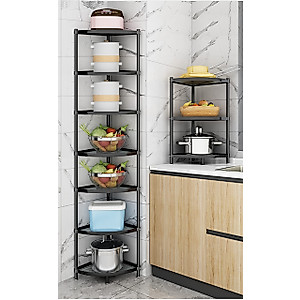 7-Tier Kitchen Pot Rack, Cookware Stand Storage Organizer ，Multi-Layer Corner Shelf Stand Stainless Steel Shelves for Kitchen