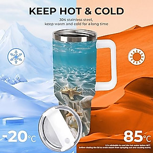 Starfish And Seashell on The Beach 40OZ Tumbler Stainless Steel Travel Mug Water Bottle Car Cup Tea Cups with Lid White-style