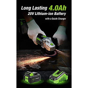 WORKPRO 20V Cordless Angle Grinder Kit, 4-1/2 Inch and WORKPRO 20-Pack Flap Discs, 4-1/2-inch, Arbor Size 7/8-inch