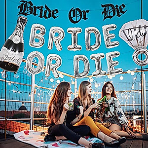 Bachelorette Party Decorations Black and Silver - Bride or Die Bachelorette Party Supplies, Bride or Die Balloon Banner Ring Foil Balloon Bride To Be Sash for Bridal Shower Hen Engagement