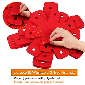 BYKITCHEN Pot Pan Protectors, Larger & Thicker Red Stacking Pot Protectors, Set of 8 and 4 Different Sizes, Pan Pot Separator Pads for Stacking and Protecting Your Cookware(10/12/14/16inch)