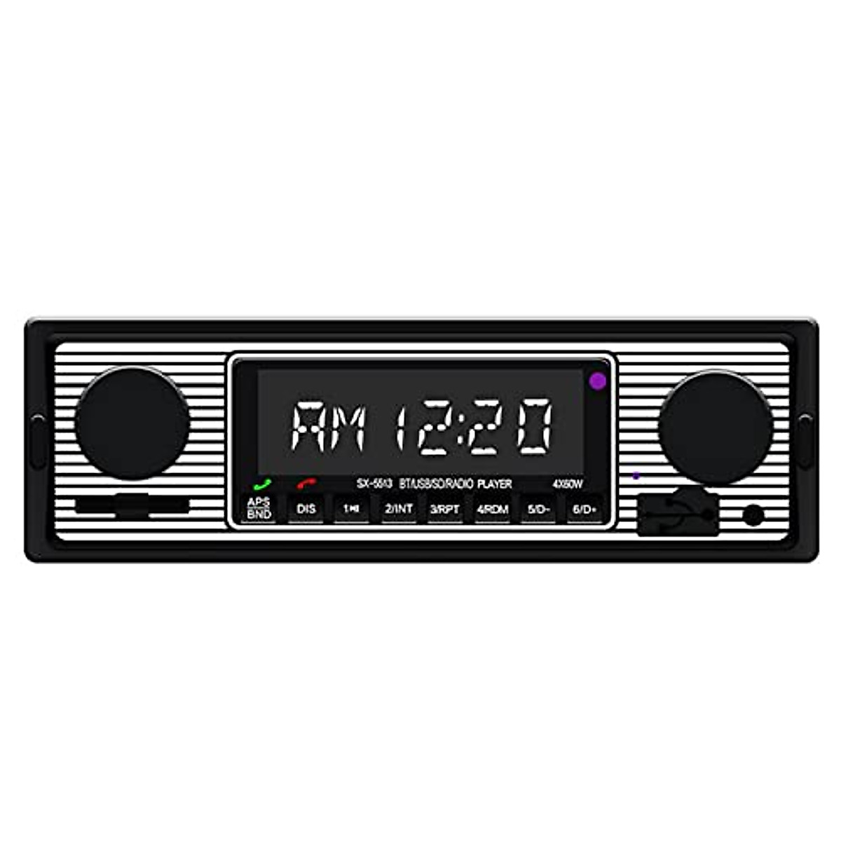 Classic Bluetooth Car Stereo, Car MP3 Smart Player Vehicle Stereo, MP3 FM Auto Car Radio Stereo, Hands-Free Calling Dual Knob Audio Car Multimedia Player, Support FM/USB/SD/AUX