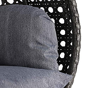 LeisureMod Wicker Hanging 2 Person Egg Swing Chair with Outdoor Cover (Charcoal)