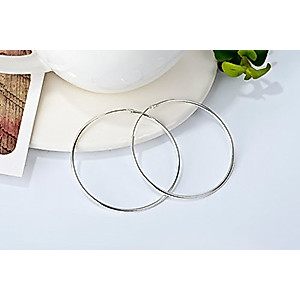 Hoop Earrings for Women Sterling Silver Circle Endless Big Earrings Hoops Jewelry,Fashion Gold Hoop Earring,Daimeter 50mm Christmas Gifts for Women