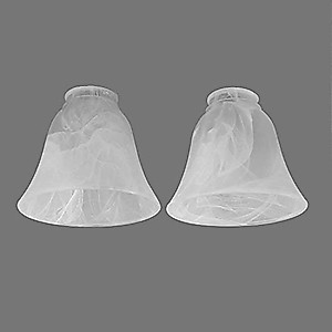 Anmire 2 Pack Alabaster Glass Shade, Bell Shaped Light Fixture Replacement Globe or Cover with 2-1/8-Inch Fitter for Ceiling Fan Light Chandelier Wall Sconce, G0009