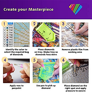 2-Piece Dandelions Diamond Painting Kits for Adults, Round Full Drill 5D DIY Diamond Art Kits for Home Wall Decor 12"x12"