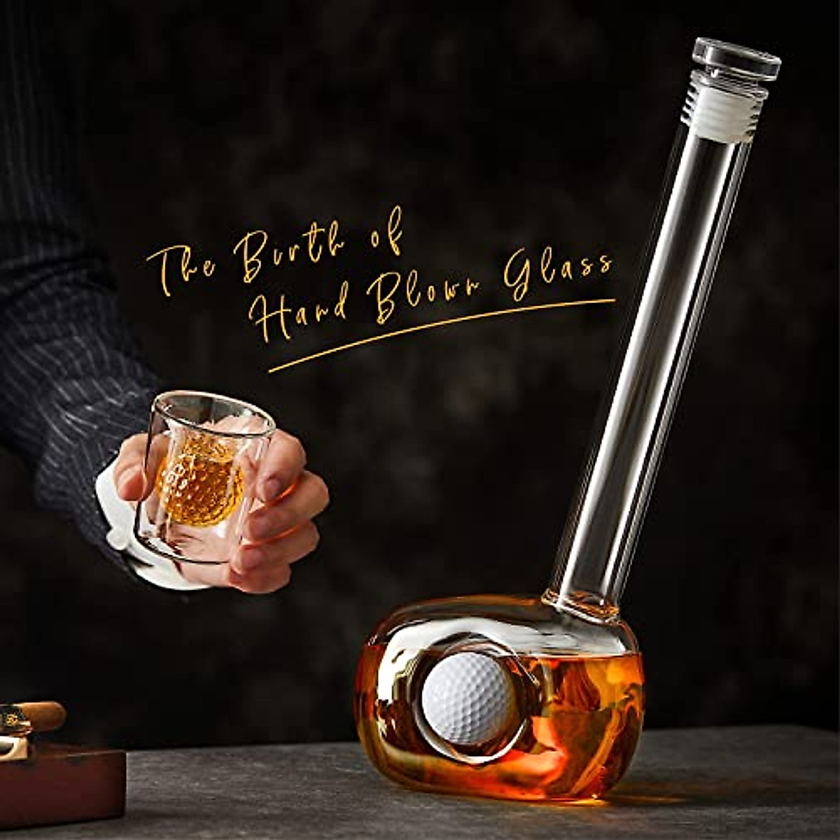 Golf Decanter Whiskey Decanter Set with 4 Golf Ball Whiskey Glasses - Unique Golf Gifts for Men - 750ML Golf Themed Liquor Decanters for Alcohol, Bourbon, Scotch, Vodka, Tequila, Wine