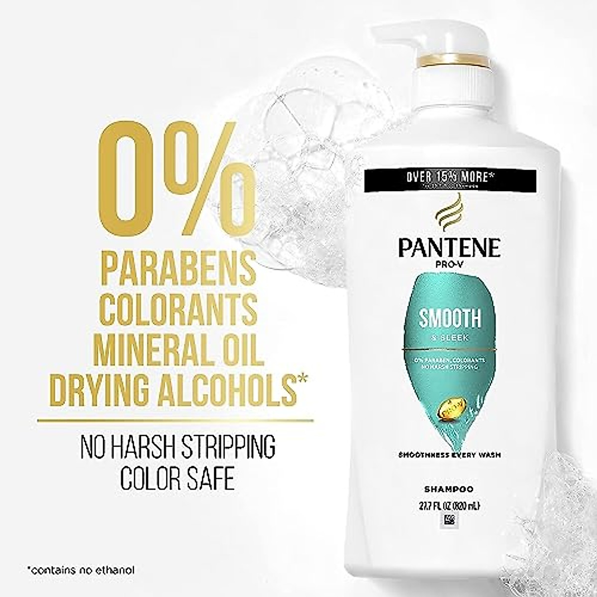 Pantene Shampoo, Conditioner and Hair Treatment Set, Smooth and Sleek for Frizz Control, Safe for Color-Treated Hair