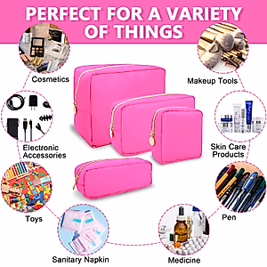 UIXIZQ Waterproof Mini Makeup Bag Pouch for Purse,Small Cosmetic Travel Bag Pouch Nylon Toiletry Organizers Bag for Women Girls,Cute Mini Zipper Pouch Preppy Coin Purse for Work(Mini-Hot Pink)